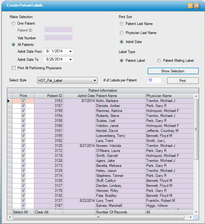 Create Patient Labels